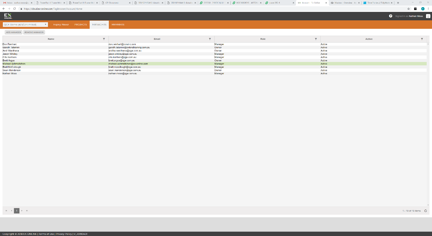 Account and Project Membership - ExOnline Help