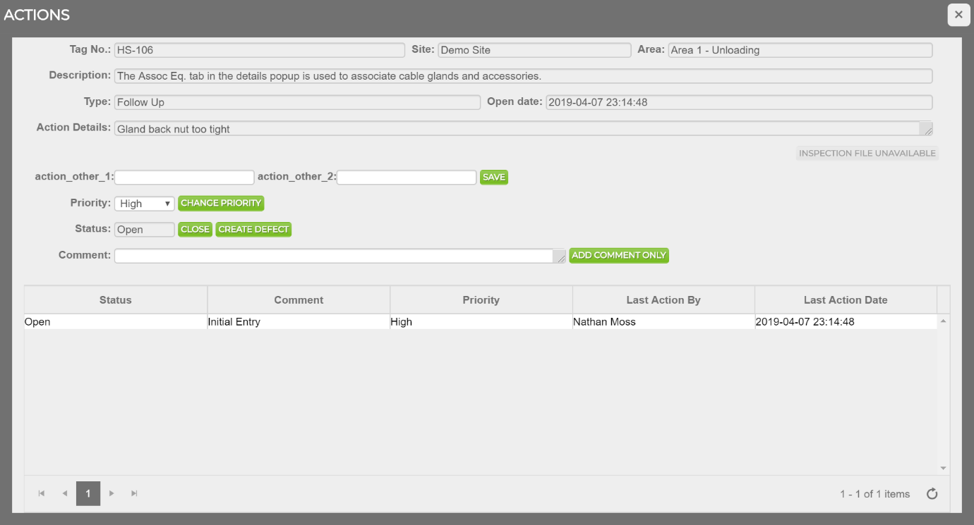 Actions - ExOnline Help