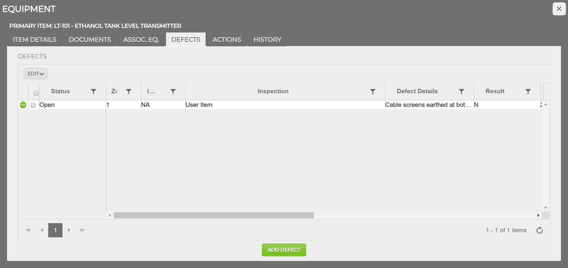 Defects - ExOnline Help