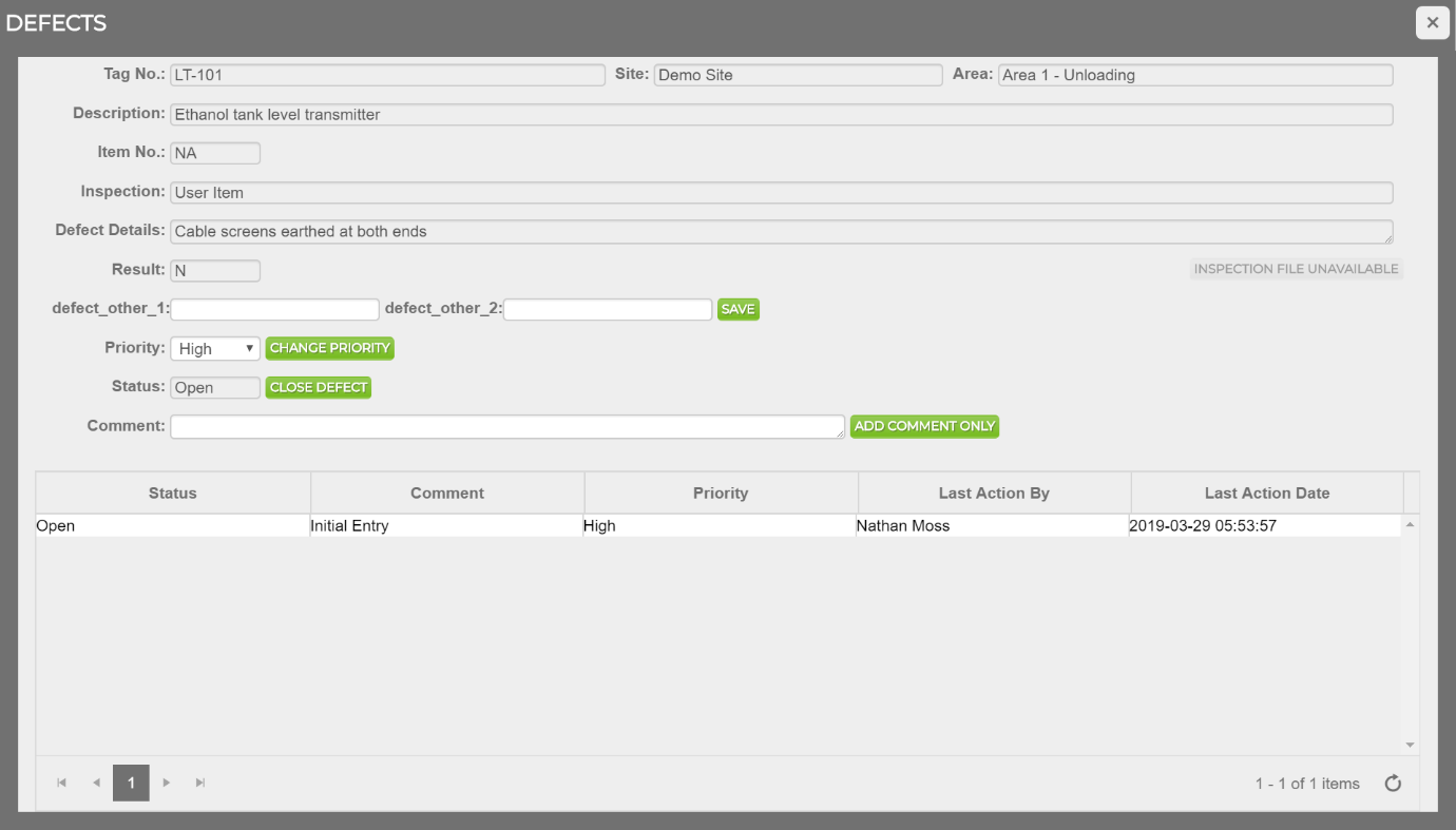 Defects - ExOnline Help