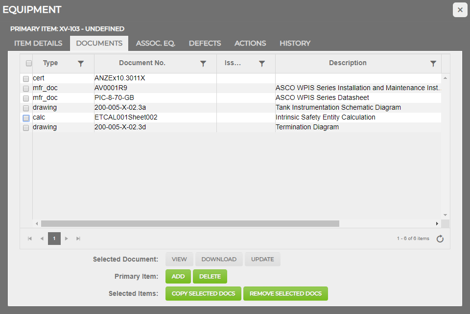 Equipment Documents - ExOnline Help