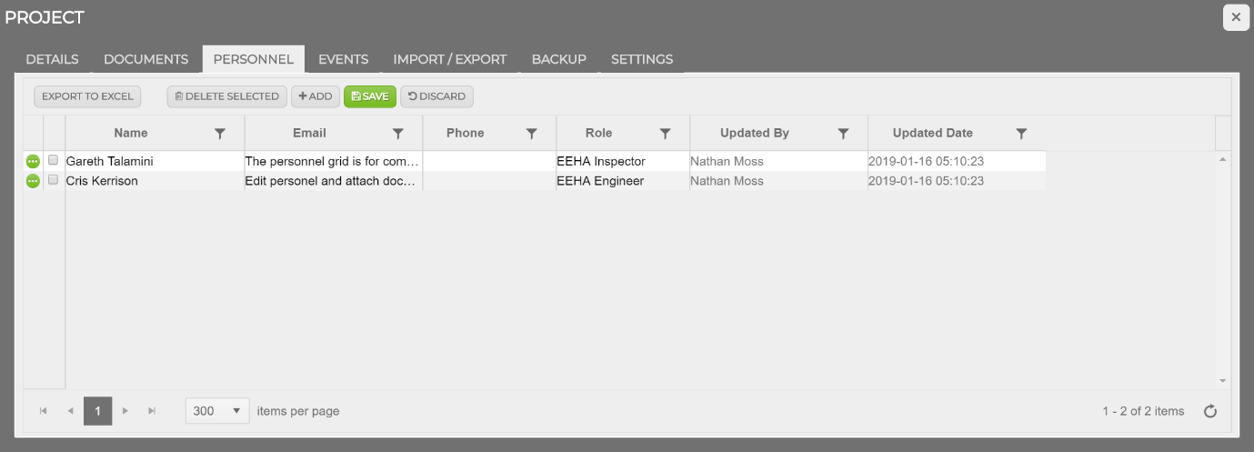 Project Personnel - ExOnline Help