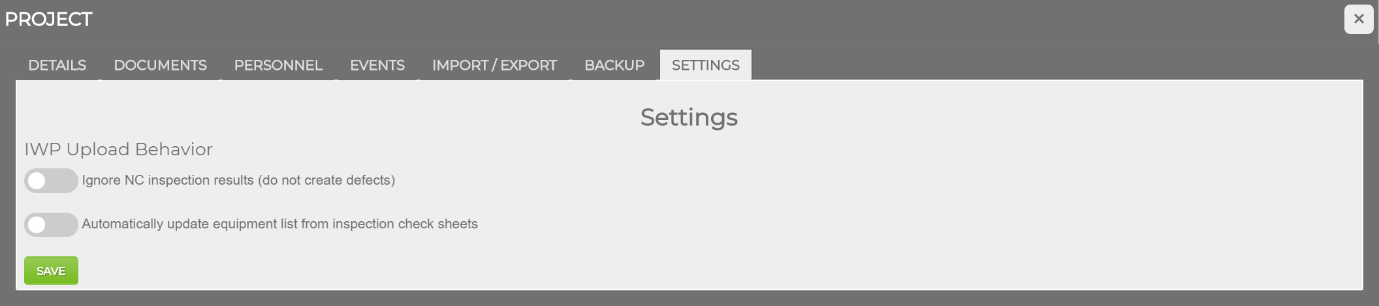 Project Settings - ExOnline Help