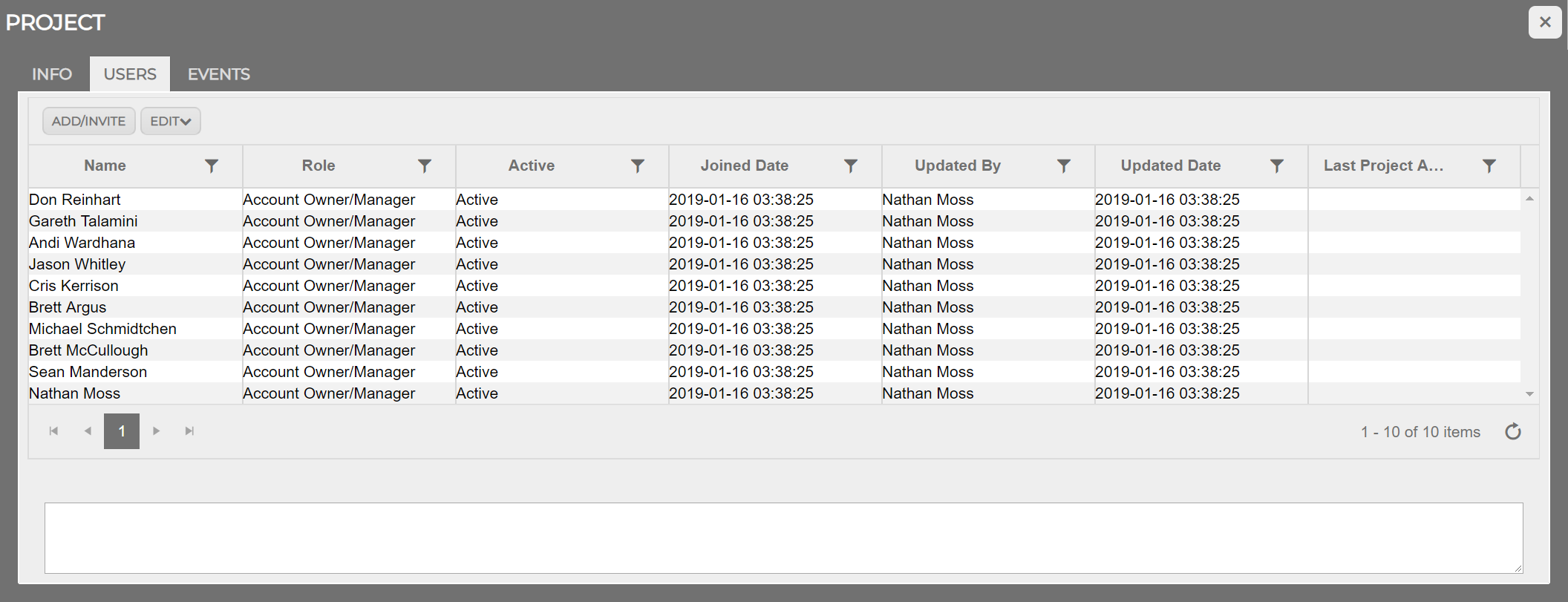 Project Users - ExOnline Help